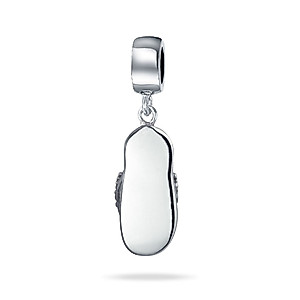 Vacation Flip Flop Sandal Pink CZ Dangle Travel Charm Bead For Women Sterling Silver Fits European Bracelet