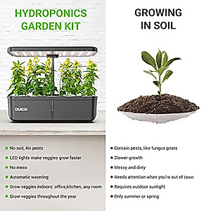 DUESI 12Pods Hydroponics Growing System,Upgrade Indoor Herb Garden 2.0 with Grow Light,Plants Germination Kit with Silent Pump,Automatic Timer,4.5L Large Leakproof Water Tank,Upto 19