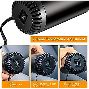 Car Heater, 12V 150W Portable Windshield Defogger and Defroster, 2 in1 Heating & Cooling Fast Heating Defrost Defogger with Plug in Cigarette Lighter for All Cars