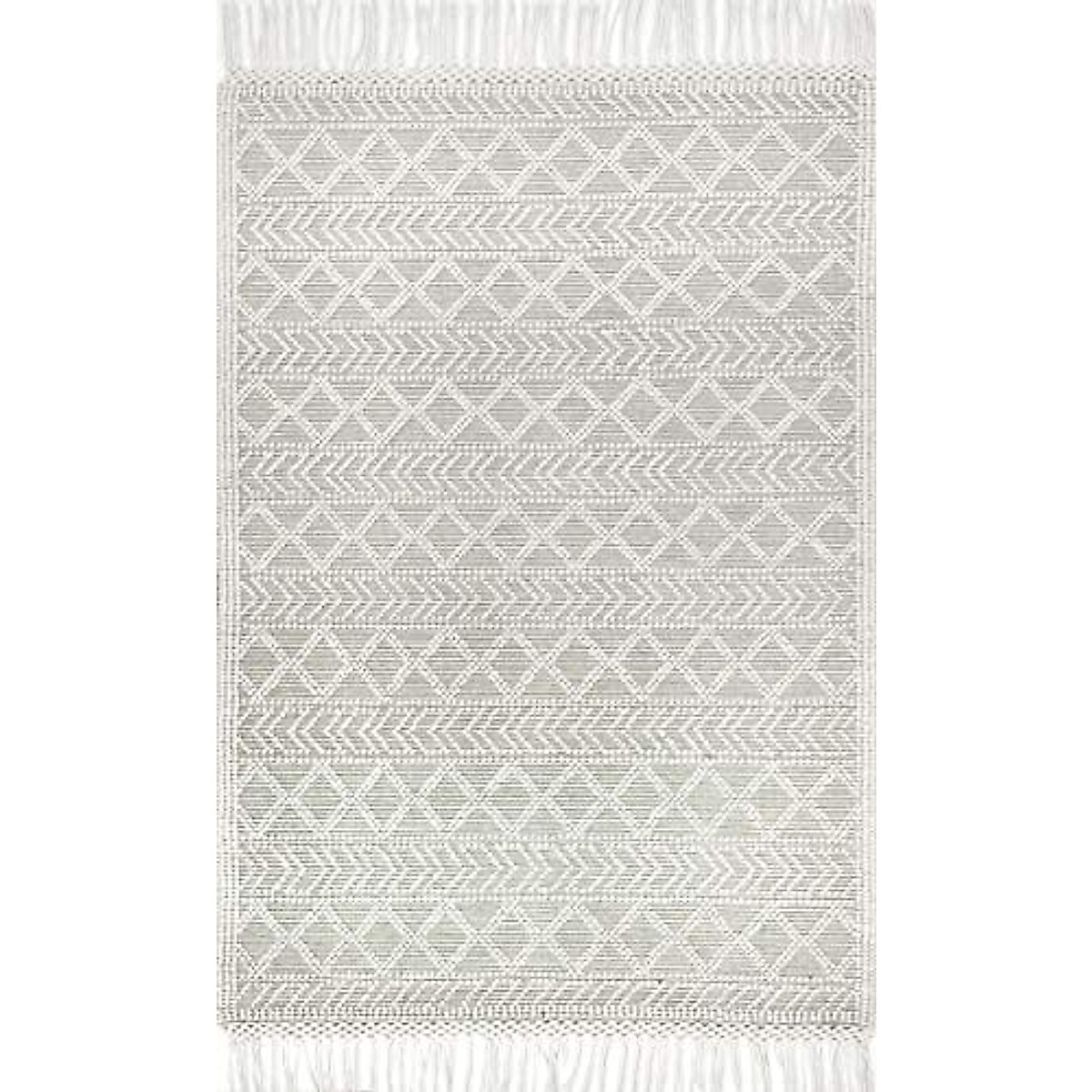 nuLOOM Tabatha Tassel Wool Area Rug, 7' 6" x 9' 6", Cream