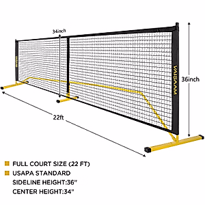 5.0 Upgraded Portable Pickleball Net System 22FT Full Court Official Regulation Size Pickle Ball Nets Indoor & Outdoor with Court Line Marker & Carrying Bag