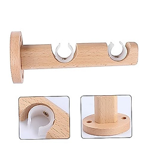 Cabilock 1pc Wooden Pole Holder Wood Curtain Rod Curtain Holders for Drapes Curtain Rod Rack Wooden Rod Support Curtain Rod End Beech Shower Curtain Holder Wooden Rod Bracket