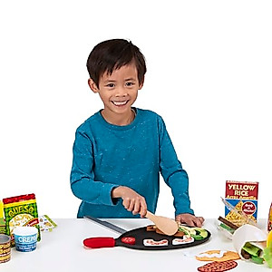 Melissa & Doug Fill & Fold Taco & Tortilla Set, 43 Pieces – Sliceable Wooden Mexican Play Food, Skillet, and More - FSC Certified