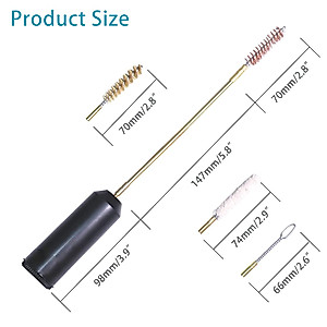 MOSANDON Pistol Gun Barrel Cleaning Kits for 9mm/.38/.357 Caliber, Pocket-Size Handgun Bore Brush,Pistols Care Bore Cleaning Rod Brush Set for Hunting and Shooting