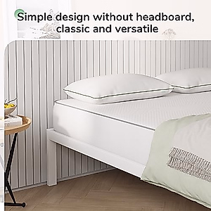 Novilla Metal Platform Bed Frame, Wood Slat Support, No Box Spring Needed, Easy Assembly, White, Twin