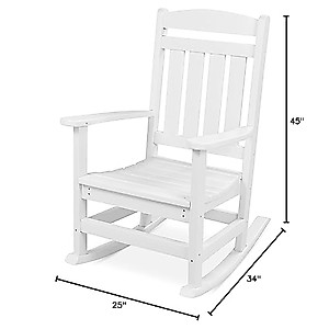 Best Choice Products All-Weather Rocking Chair, Indoor Outdoor HDPE Porch Rocker for Patio, Balcony, Backyard, Living Room w/ 300lb Weight Capacity, Contoured Seat - White