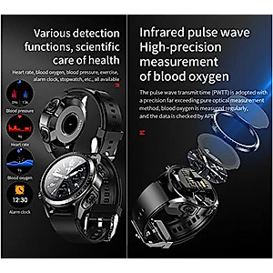 YOKKBRUN Smart Watch Built-in Bluetooth Earbuds Combo,2 in 1, Noise Cancelling, Heart Rate Monitor, Sleeping Monitor, Music Control, Various dials, Round Fitness Tracker Watch