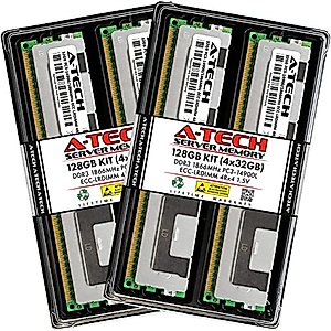 A-Tech 128GB Kit (4x32GB) Memory RAM for Supermicro X9DRH-7F - DDR3 1866MHz PC3-14900 ECC Load Reduced LRDIMM 4Rx4 1.5V - Server