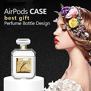 AirPods Case Perfume Bottle Design with Keychain & Fur Ball Soft Silicone Shockproof Cute AirPod Cases Cover Skin for Girls and Women - AirPods 2/1