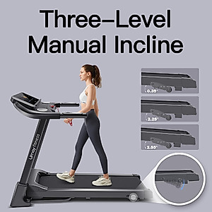 UMAY Fitness Home Folding Incline Treadmill with Pulse Sensors, 3.0 HP Quiet Brushless, 300 lbs Capacity (Black or Gray) (Black)