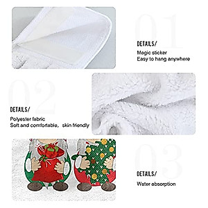 KOCOART Cute Scandinavian Gnomes Kitchen Oven Towels Merry Christmas Hanging Hand Towel with Loop 2 Pieces Super Absorbent Dishcloth Fingertip Tea Bar Dish Towel for Bathroom Tabletop