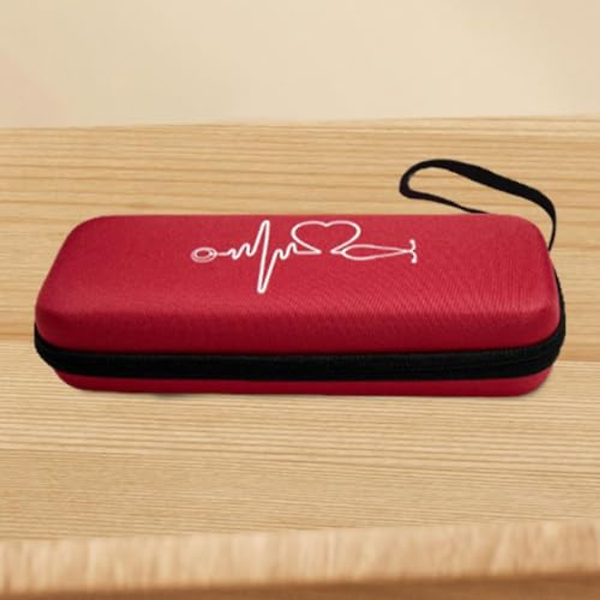 SiaBiced Stethoscope Case, Storage Bag Portable Accessories EVA Bag Travel Case, Lightweight, Stethoscope Carrying Bag Organizer, Red