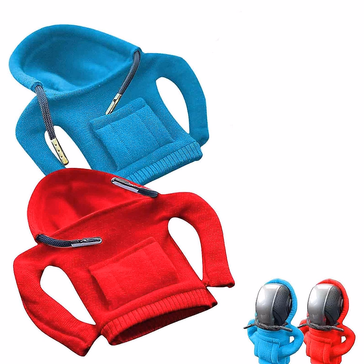 Jorlzeut 2023 New Car Gear Shift Cover Hoodie Car Gear Shift Cover, Mini Hoodie for Car Shifter, Car Gear Shift Knob Hoodie, Hoodie Shift Knob Cove（2PCS ）