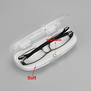 EZESO 2 PCS Glasses Case Spectacle Case Box Magnetic Closure Plastic Translucent Eyeglass Case