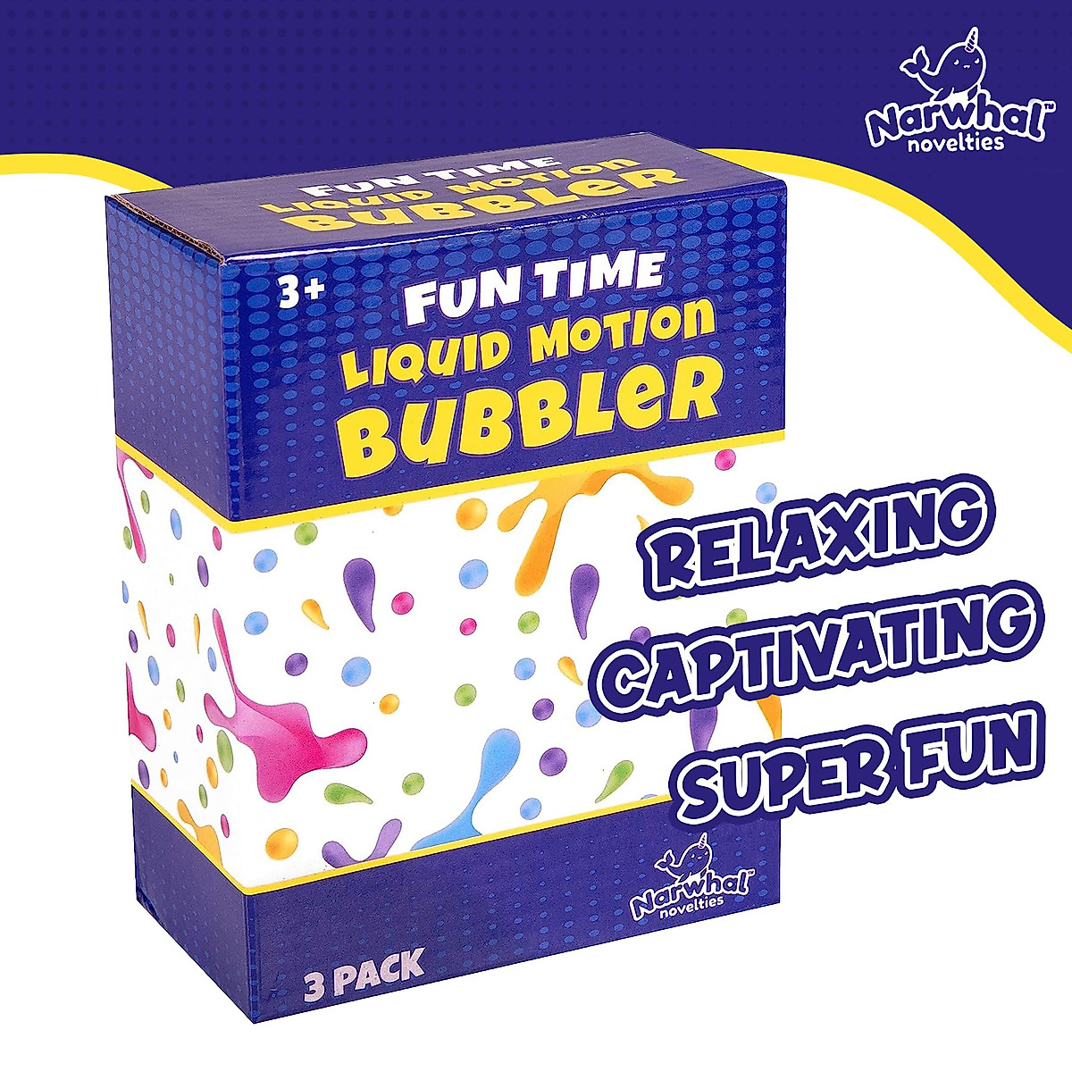 Narwhal Novelties Liquid Motion Bubbler for Kids and Adults - Hourglass Liquid Bubbler/Timer for Sensory Play Toys, Fidget Toy and Stress Management (3 Pack)