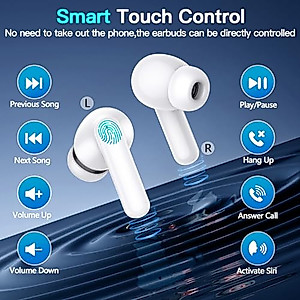 kurdene P3 Wireless Earbuds Bluetooth 5.3 Headphones, Deep Bass Stereo with Microphone Earphones in-Ear, Immersive Premium Sound Ear Buds for iPhone, Android-Clear