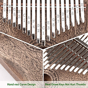 PARDUS Kalimba 17 Keys,Easy to Learn Portable Finger Piano,with Study Guide and Tune Hammer,Thumb Piano Bag,Color Stickers,Gift for Kids, Adult Beginners Professional (Wood color)