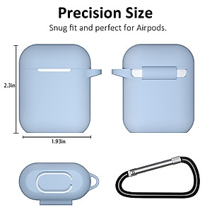 SATLITOG AirPods Case Cover with Secure Lock Keychain, Protective Silicone Cover Compatible with Apple AirPods 2nd & 1st Charging Case - Denim Blue