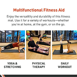 BodySport TPE Exercise Mat for Men and Women – Workout Mat – Perfect for Gyms and Fitness Training – ½ in. Thick, 56 in. Long, Black