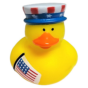 Cool 4th of July Rubber Duckies with USA Flag (2") Standard Size. (12 Pack) Cute Duck Bath Tub Pool Toys. (Patriotic Rubber Ducks)