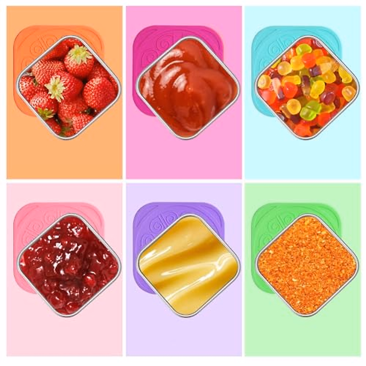 Reusable Snack Container, Stainless Steel Sauce Containers, Small Stainless Steel Sauce Cups With Leakproof Silicone Lids, Kids Lunch Box Containers, for Picnics and Travel And Kitchen Storage (Blue)