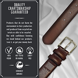 Nine West Mens Belt Vegan Leather Regular Dress Casual Everyday Belt 32mm Wide, Catskill Brown Belt Designed in the USA, M