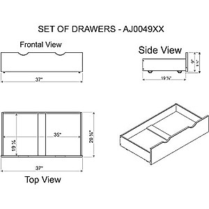 Alaterre Furniture Storage, Set of 2, Chestnut Underbed Drawers, 37*20.38*9.38inch