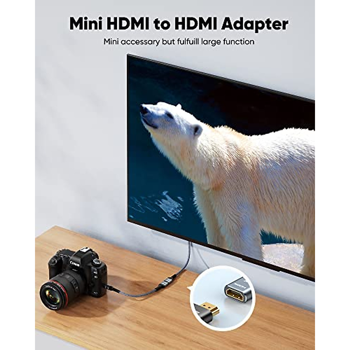 Highwings Mini HDMI Adapter, 4K 60Hz Mini HDMI Male to HDMI Female Cable 4K HDR 3D 18Gbps Compatible with Camera, Projector, Tablet, Graphics Card, Raspberry Pi Zero W, Camcorder, Pi Zero 0.5 ft