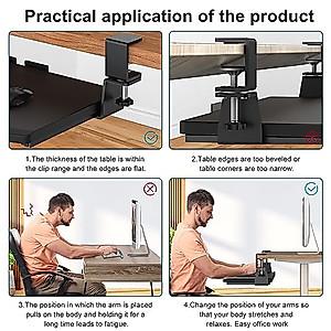 LETIANPAI Keyboard Tray Under Desk,Pull Out Keyboard & Mouse Tray with Heavy-Duty C Clamp Mount,27(32 Including Clamps)x11.8 in Slide Out Platform Computer Drawer,Suitable for home work or office work