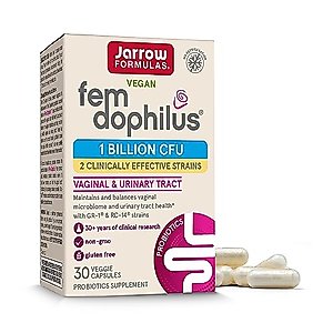 Jarrow Formulas Fem-Dophilus Probiotics 1 Billion CFU With 2 Clinically Effective Strains, Dietary Supplement for Vaginal Health and Urinary Tract Health, 30 Veggie Capsules, 30 Day Supply