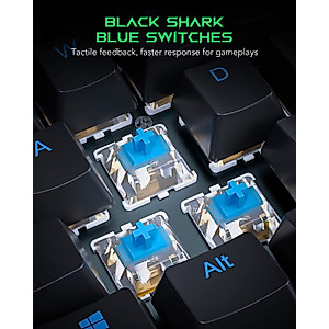 Black Shark RGB Mechanical Gaming Keyboard LED Backlit Wired Keyboard with Blue Switches, Fully Programmable, Anti-Ghosting 87 Keys for PC Laptop, Sixgill K1