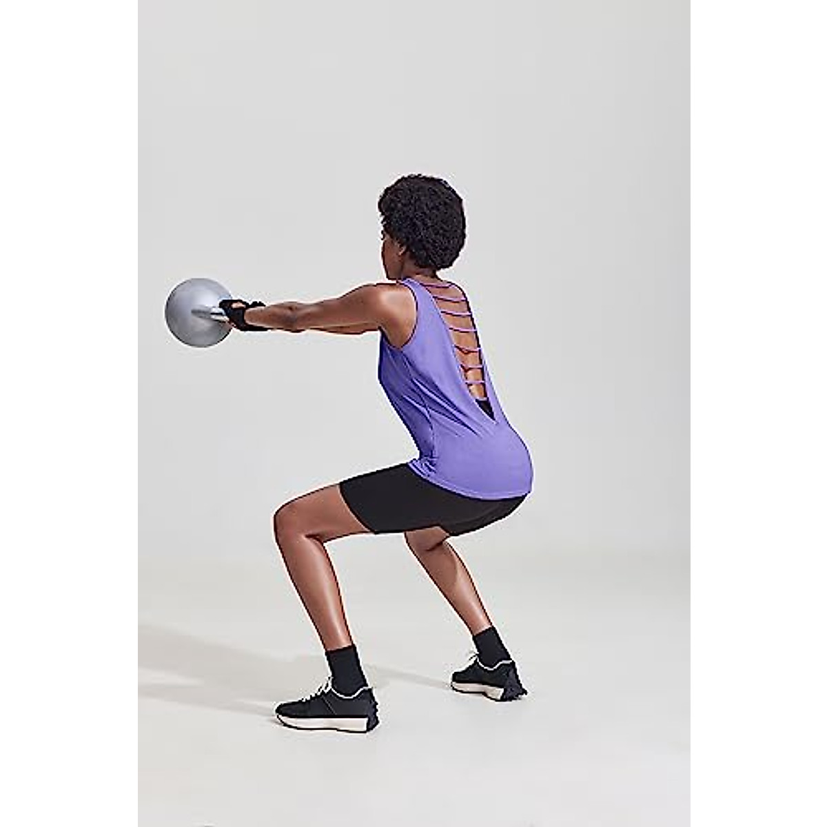 PINSPARK Sleeveless Open Back Tank Top Workout Shirts for Women Muscle Tank Yoga Shirts Purple XL