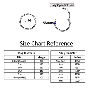 Silver Nose Rings Hoops for Women Hypoallergenic Titanium Surgical Stainless Steel Cute Hinged Clicker 16G 8mm Small for Tragus Helix Conch Daith Piercing Jewelry