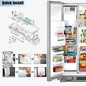 GRGTHDS W10850492 Refrigerator Ice Bucket,Compatible with Whirlpool Kenmore Maytag Amana,Ice Maker Replacement Parts W10670844 Ice Container Bin WRS321SDHB00 WRS322FDAM04 WRS321SDHZ05 WRS311SDHB00