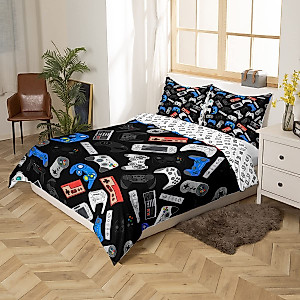 Erosebridal Teens Gamepad Duvet Cover Modern Gamer Comforter Cover Twin Size for Kids Boys Children Video Game Bedding Set Player Gaming Joystick Bedspread Cover Breathable Decorative Room(NO FILLING)