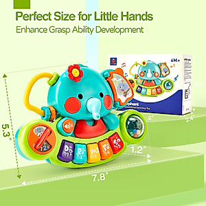 Baby Toys 6 to 12 Months Infant Piano Toys 6 9 12 18-Month-Old Baby Elephant Toys Musical Light Baby Early Learning Educational Toys Toy Gift Toy for 1-Year-Old Boys Girls Christmas Stocking Stuffers