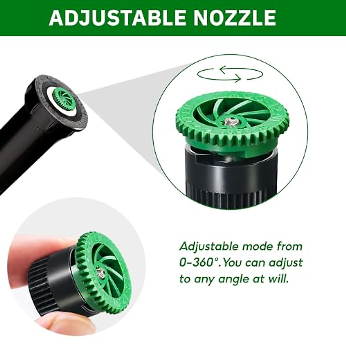 HolyMaji 10 Pieces Variable Arc Nozzle, Pop-up Sprinkler Heads Replacement Compatible with Most of 360 Degree Adjustable Pop Up Sprinklers Spray Head for Garden Lawn Irrigation (12AN)