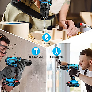 Cordless Drill Power Set, 21V Cordless Drill Set with 3000mAh Battery & Fast Charger, 117 Piece Power Tool Set Combo Kit with Power Drill Driver, 3/8" Chuck Electric Drill Set with 25+1 Clutch