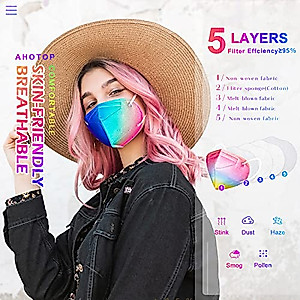 KN95 Face Masks, 60 Pack Individually Wrapped KN95 Masks, 5 layer Colorful Face Mask for Adults Women Men