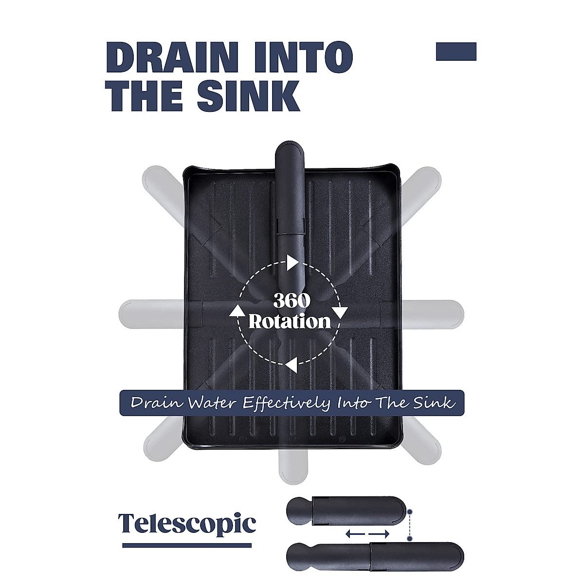 BRONYPRO Dish Drying Rack, 2 Tier Dish Drying Rack for Kitchen Counter, Extra Large Dish Strainer with Drainboard, Dish Organizer with Drying Board, Utensil Holder, Cup Rack, Black