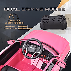 Blitzshark 12V Kids Ride on Car Compatible for Chevrolet Tahoe Battery Powered Electric Vehicle for Kids, with 7AH Big Battery, 2.4G Remote Control, Spring Suspension, Bright Lights, Music, Pink