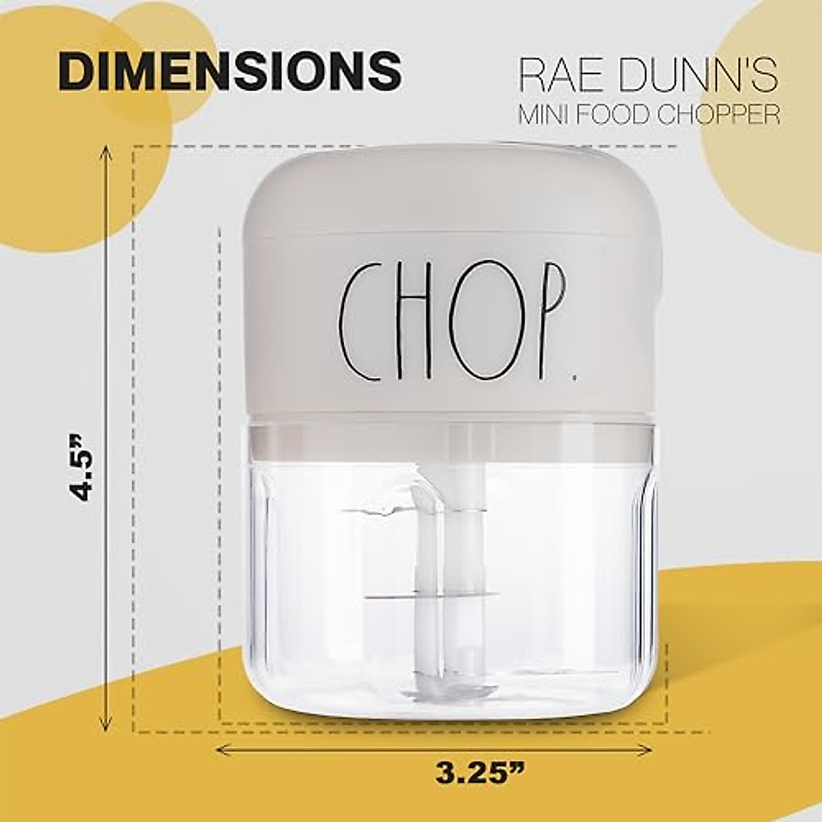 Rae Dunn Electric Mini Garlic Chopper-USB Rechargeable, Portable Cordless Wireless Food Chopper-8 oz Small Food Processor for Chopping Garlic, Ginger, Herbs, Chili, Minced Meat, Onion and More (Sand)