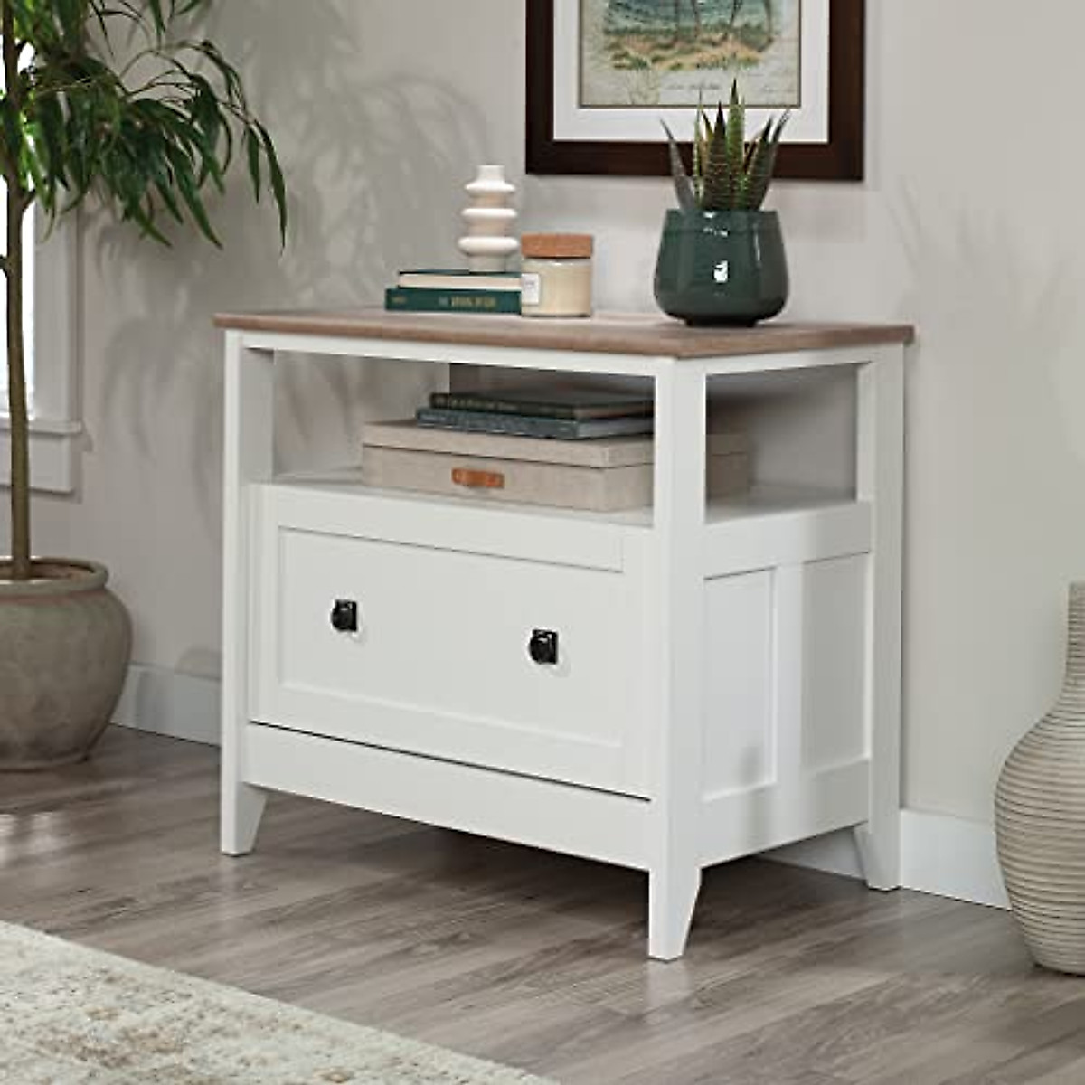 Sauder August Hill Lateral File, L: 19.53" x W: 32.28" x H: 29.25", Soft White Finish