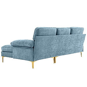 KIMOHOME Convertible Sectional Sofa Couch, L-Shape Sofa Couch with Reversible Chaise for Small Space, Mid Century Modern Fabric Couches for Living Room, Light Blue