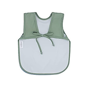 BapronBaby Minimalist Sage Bapron - No Neck Tie Safer Bib for Baby & Toddler - Soft Waterproof Stain Resistant - Machine Washable - Sz Baby/Toddler 6m-3T