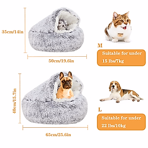 Small Dog Bed, Donut Cuddler Nest Warm Soft Plush Faux Fur Washable Dog Bed with Non-Slip Bottom for Medium Small Dogs Snooze Sleeping Indoor (65cm/25in)