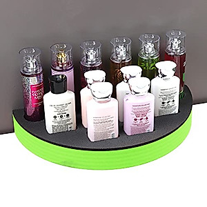 Polar Whale Lotion and Body Spray Stand Organizer Half Circle Large Tray Green Black Durable Foam Washable Waterproof Insert for Home Bathroom Bedroom Office 16.5 x 8.5 x 2 Inches 12 Slots