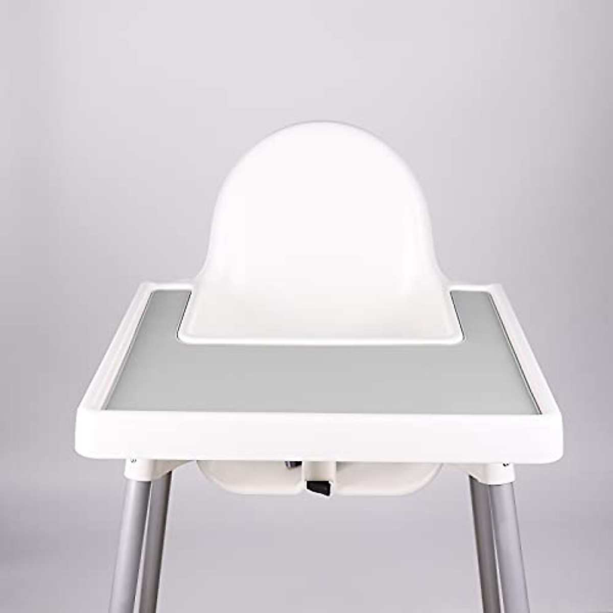 High Chair Placemat, Durable High Chair Placemat Silicone, 2-Piece Set, Can Be Used Interchangeably, Suitable for IKEA Antilop Highchai, for Toddlers and Babies (Pink/Grey)