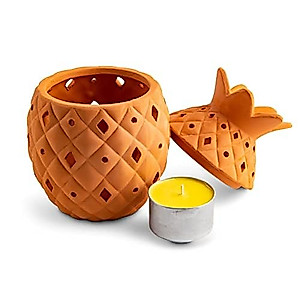 JT Eaton ZendoZones Large Citronella Burner - Big Papa Pineapple. Includes 1 Large Candle with 3% Citronella, Case Pack of 4, Terra Cotta