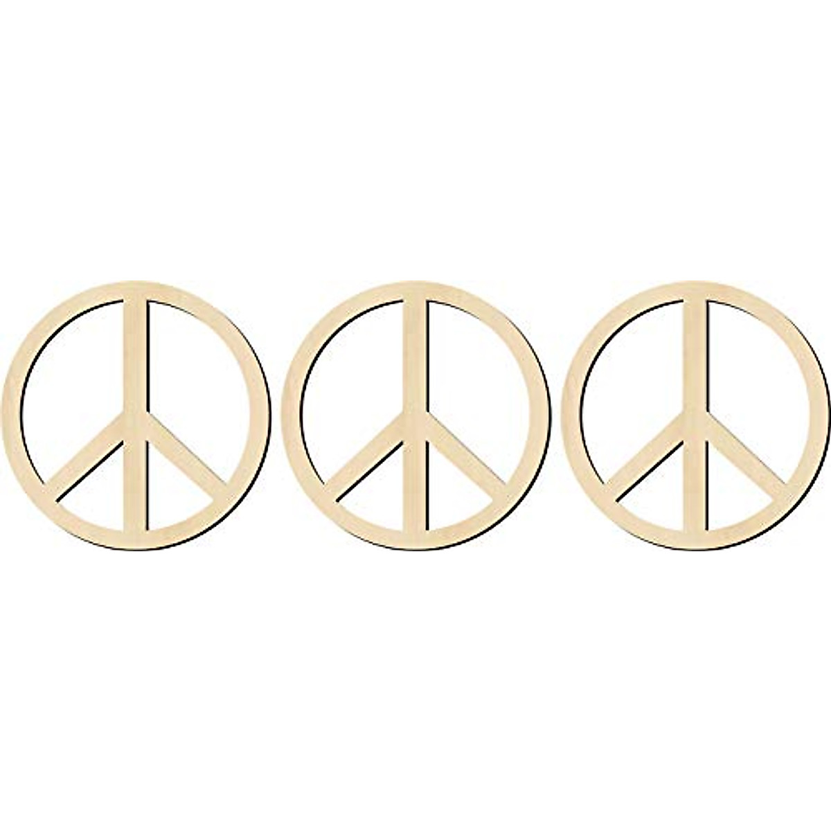 6" - Peace Sign - 3 Pack - Wood Cutout Shape - Peace Signs. DIY party craft - decorate